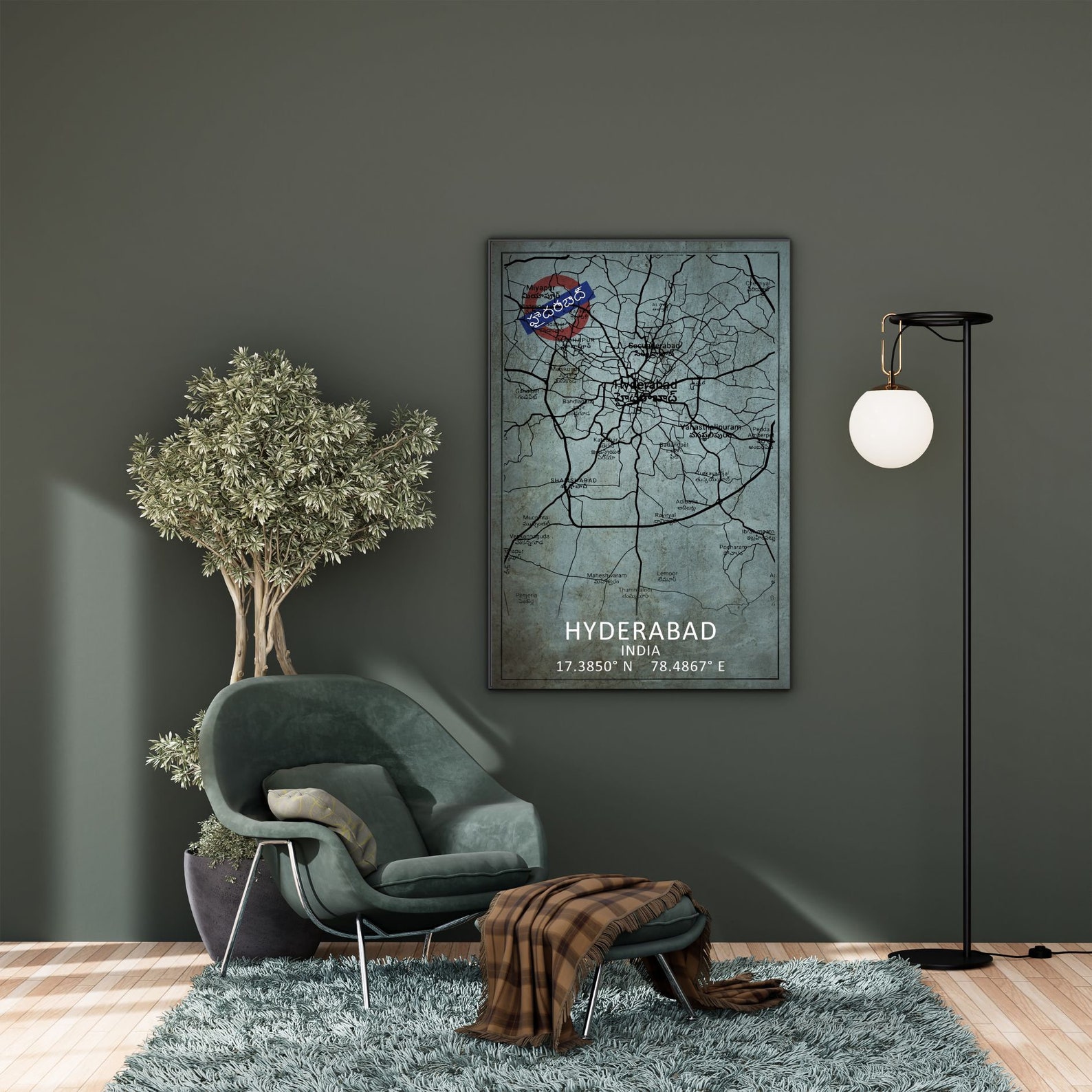 Hyderabad Map Print | Hyderabad Map | India Map Art | Hyderabad City ...