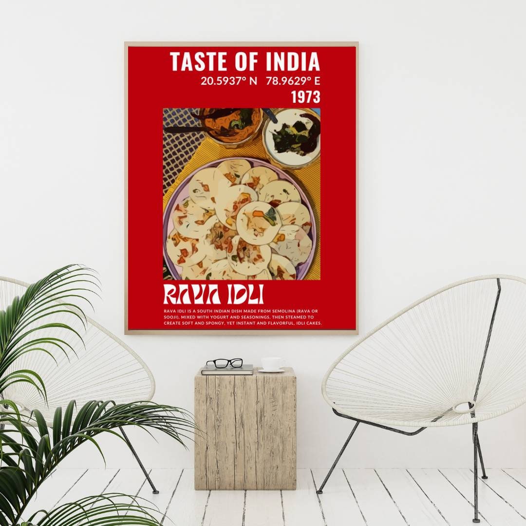 Rava Idli | India Poster| Desi Art | Kitchen Décor|food Art | Eat Sign ...