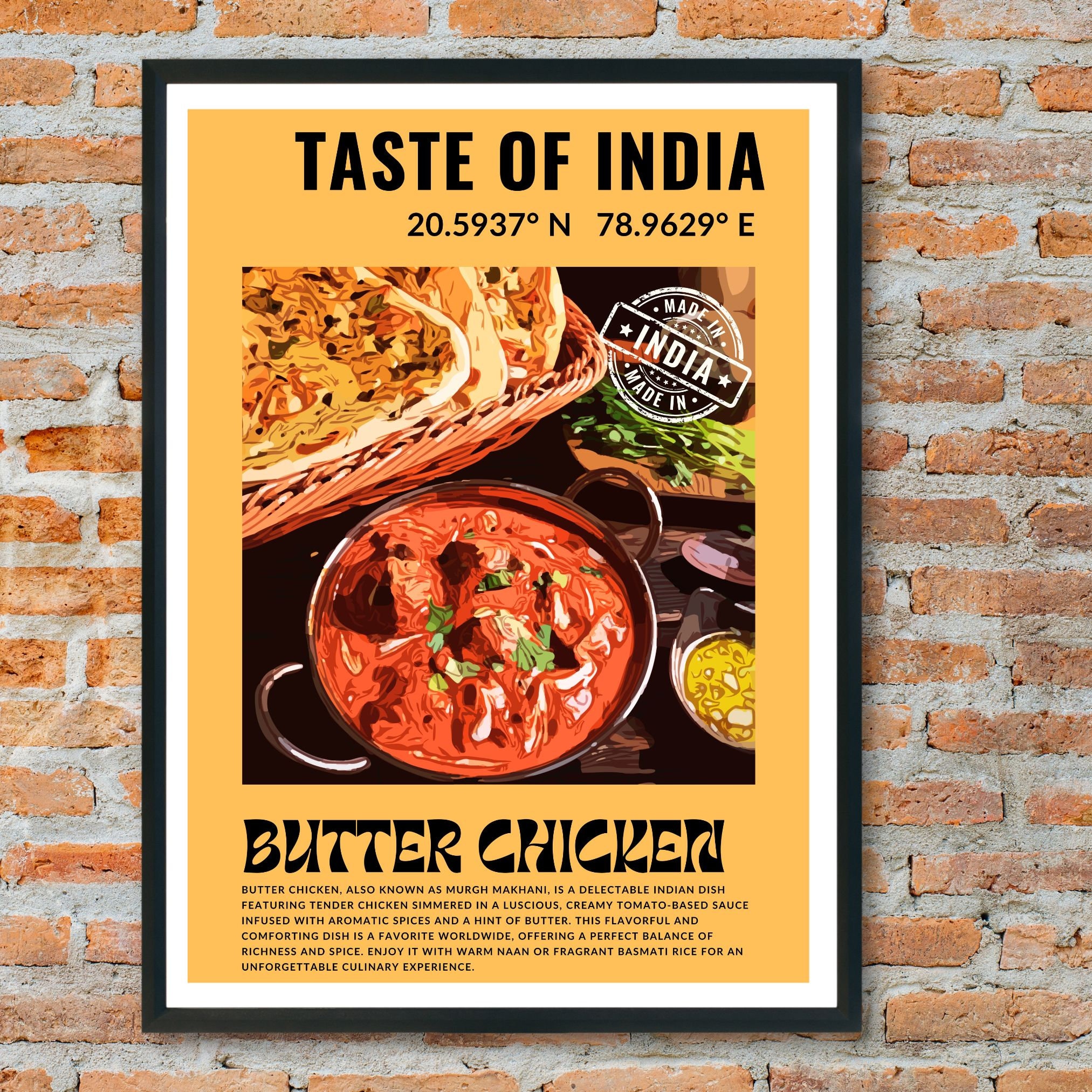 Butter Chicken Print | India Poster | Desi Art | Kitchen Décor | Food ...
