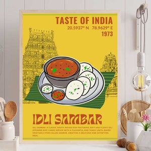 Idli Sambar | India Poster | Desi Art | Kitchen Décor | Food Art ...