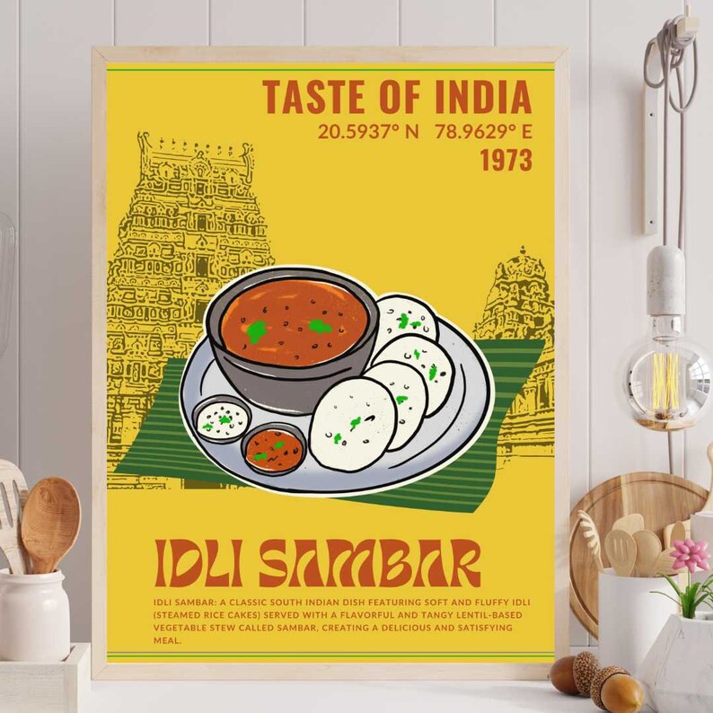 Idli Sambar | India Poster | Desi Art | Kitchen Décor | Food Art ...