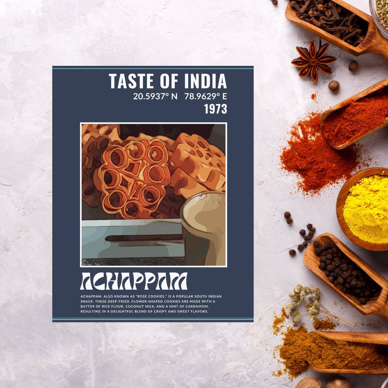 Achappam | India Poster | Desi Art | Kitchen Décor| Food Art | Eat Sign ...