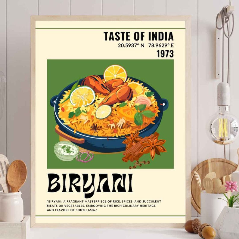 Biryani Print | India Poster | Desi Art | Kitchen Décor | Food Art ...