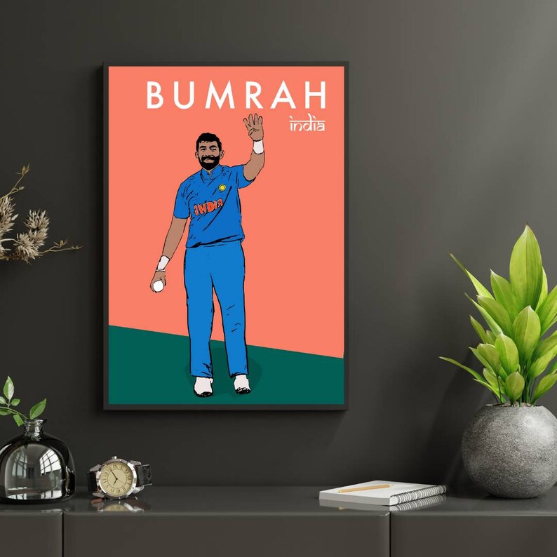 Jasprit Bumrah Poster, Cricket Superstar Art, Digital Art, Art, Cricket ...