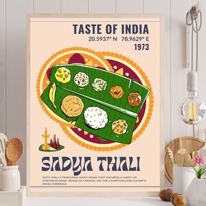 Sadya Thali | India Poster | Desi Art | Kitchen Décor | Food Art | Mid ...