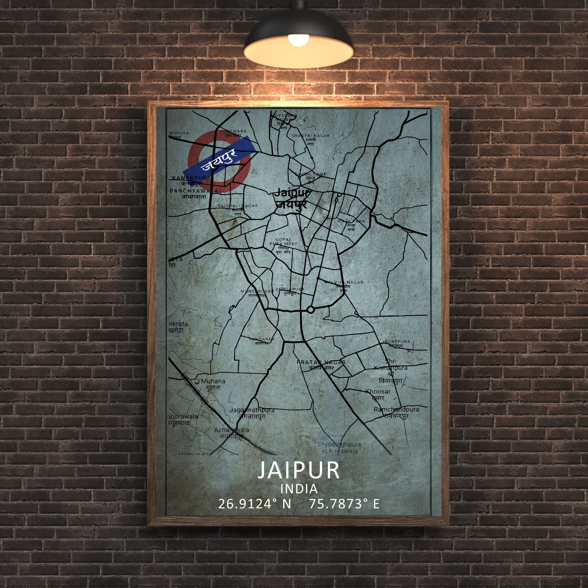 Jaipur Map Print | Jaipur Map | India Map Art | Jaipur City Road Map ...