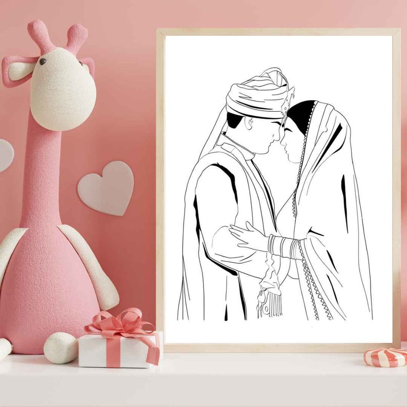 Indian Wedding Line Art I Line Wall Print I Wall Print Indian ...