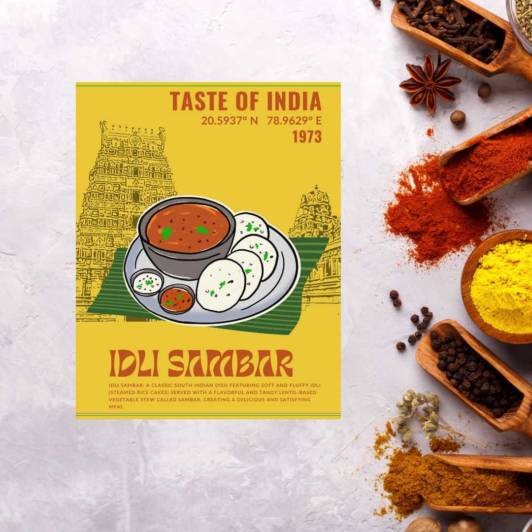 Idli Sambar | India Poster | Desi Art | Kitchen Décor | Food Art ...