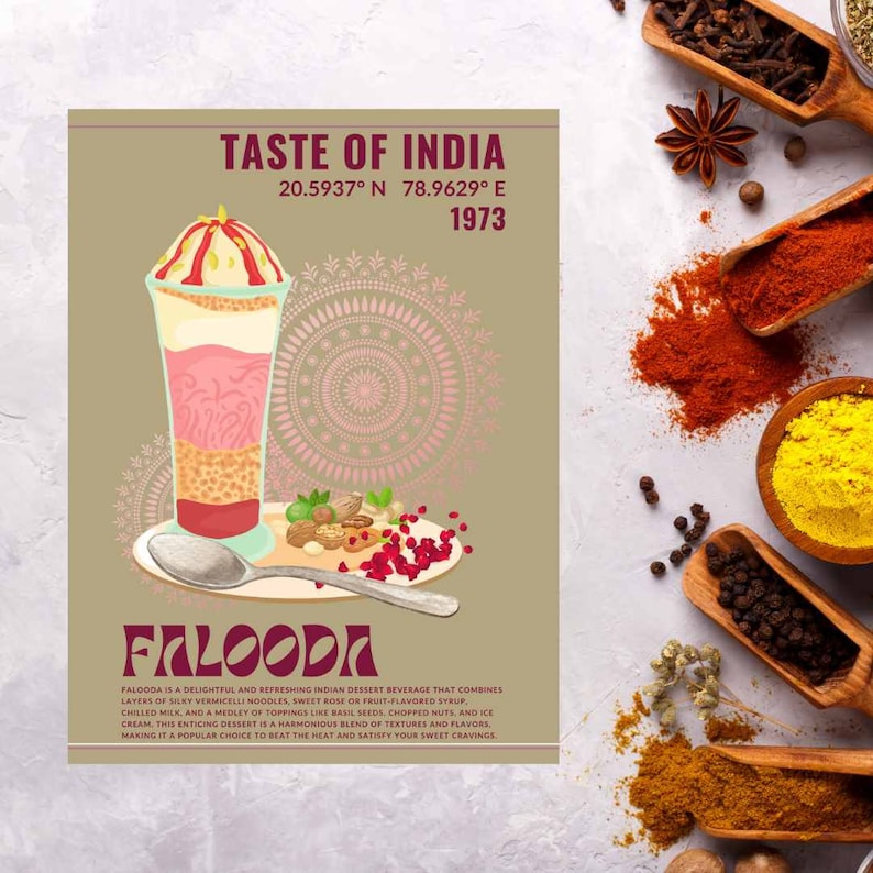Falooda Art | India Poster | Desi Art | Kitchen Décor | Food Art | Mid ...
