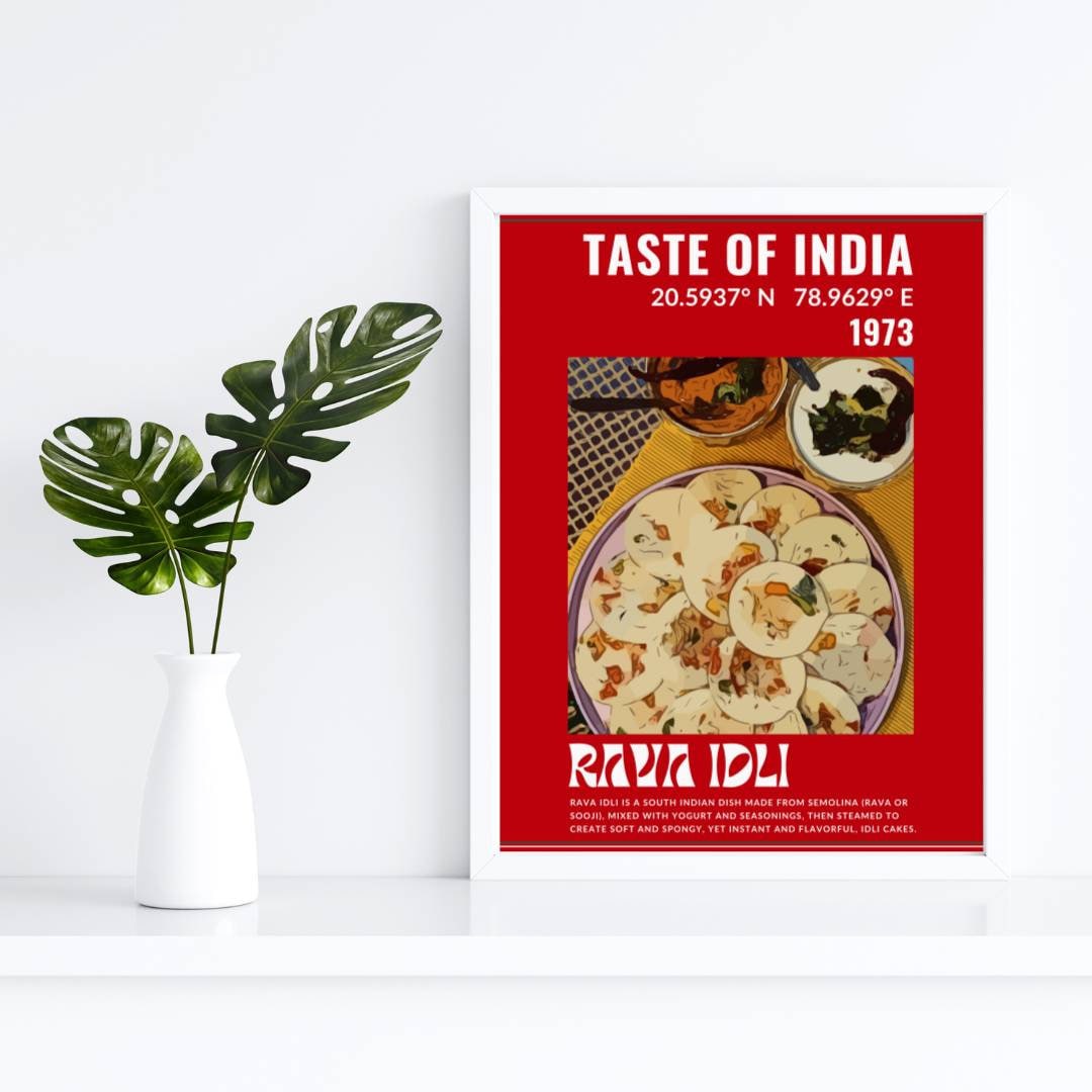 Rava Idli | India Poster| Desi Art | Kitchen Décor|food Art | Eat Sign ...