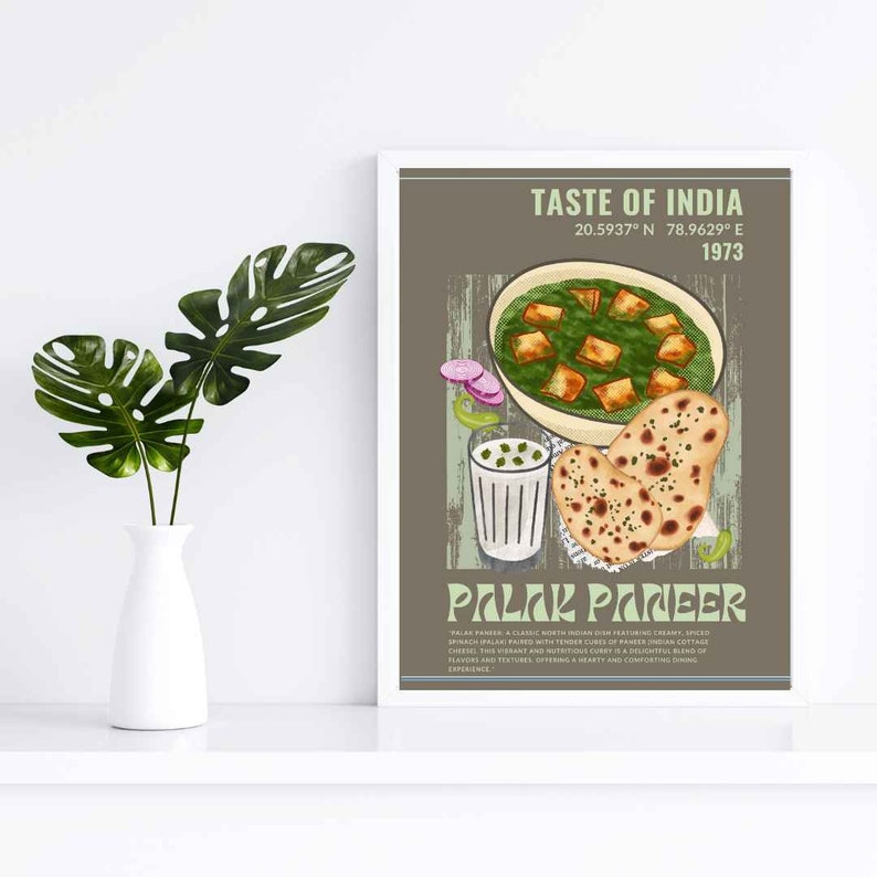 Palak Paneer | India Poster | Desi Art | Kitchen Décor | Food Art | Mid ...