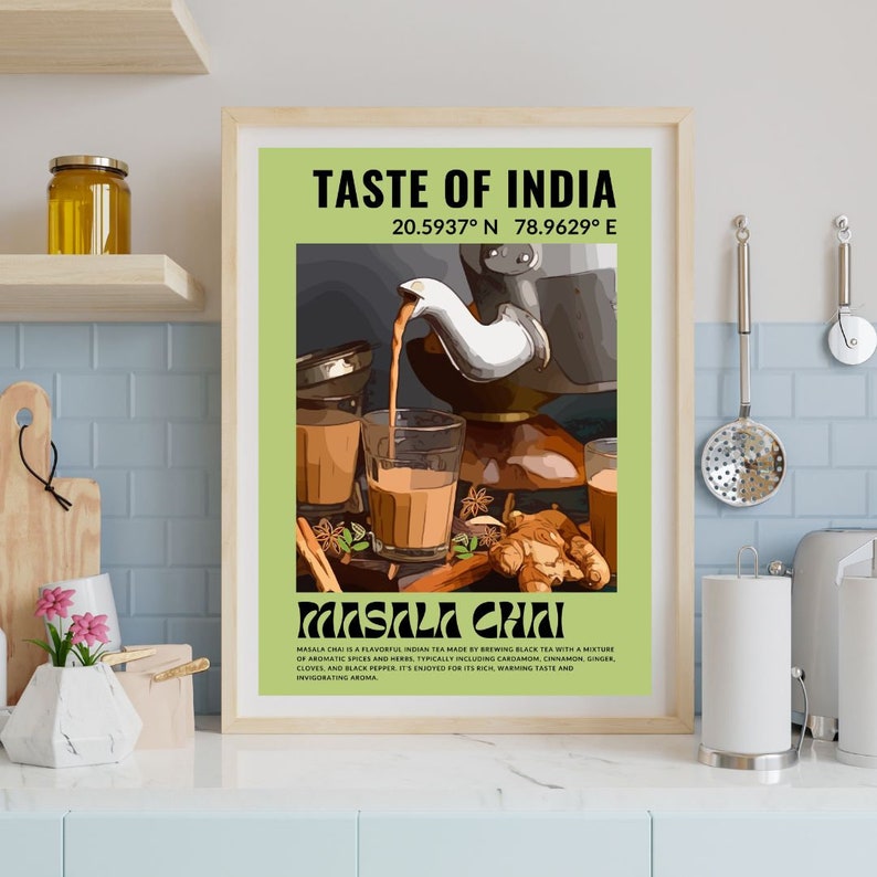 Masala Chai | India Poster | Desi Art | Kitchen Décor | Food Art ...