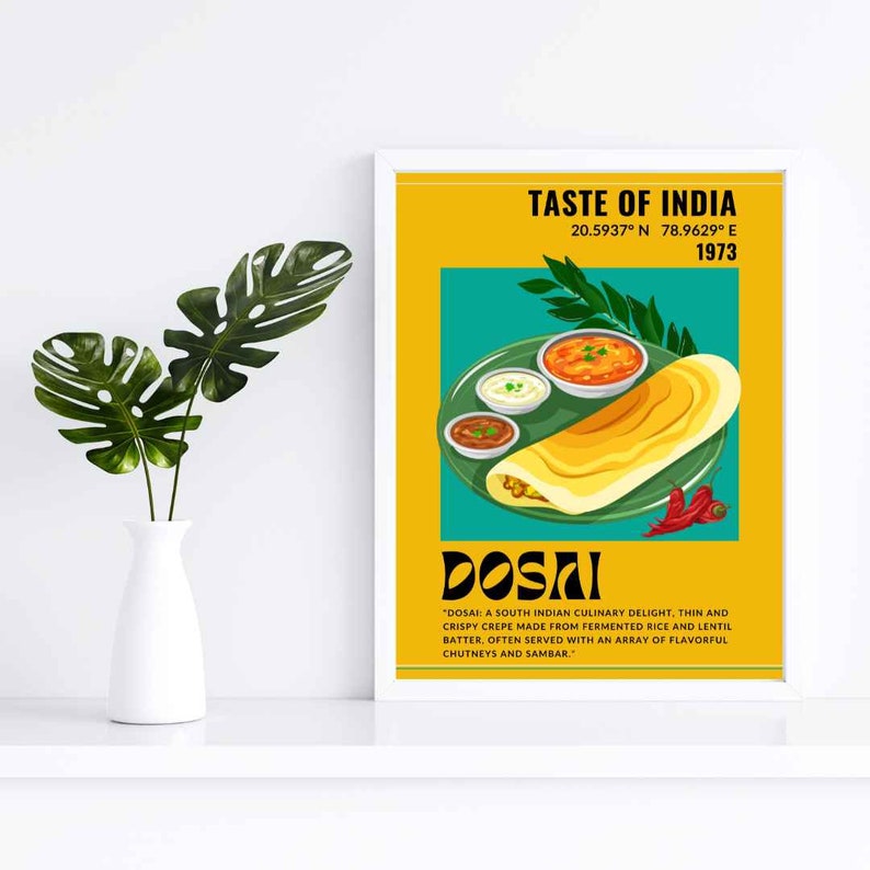 Dosai Print | India Poster | Desi Art | Kitchen Décor | Food Art | Mid ...