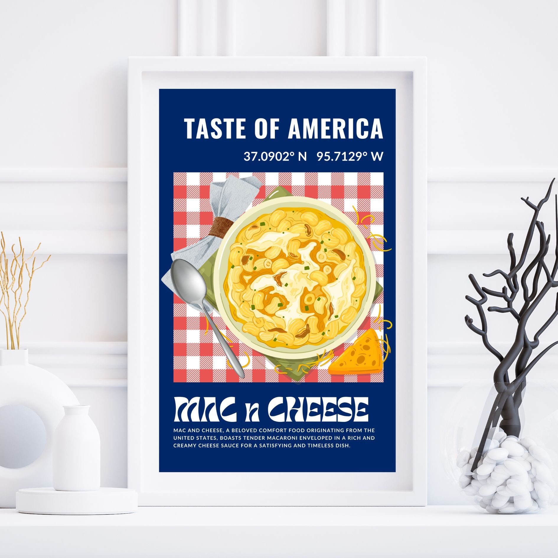 Mac N Cheese Poster, Kitchen Decor, Childhood Favorite, American ...