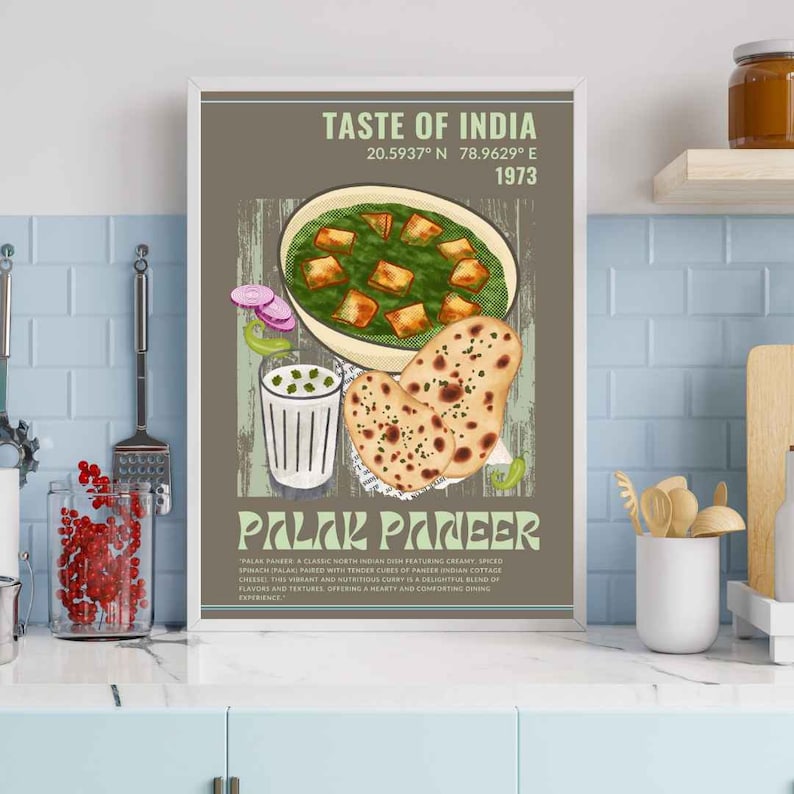 Palak Paneer | India Poster | Desi Art | Kitchen Décor | Food Art | Mid ...