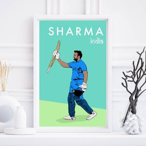 Rohit Sharma Poster, Cricket Legend Artwork, Mumbai Indians, Sports ...