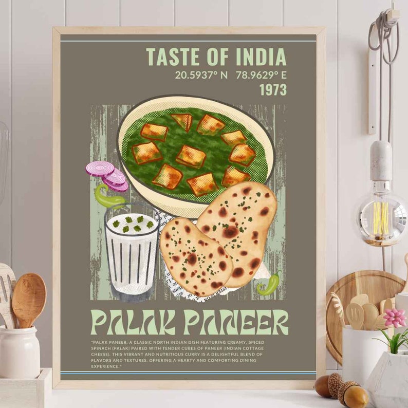 Palak Paneer | India Poster | Desi Art | Kitchen Décor | Food Art | Mid ...