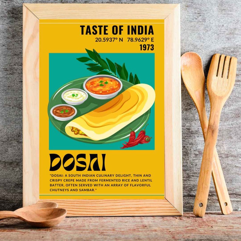 Dosai Print | India Poster | Desi Art | Kitchen Décor | Food Art | Mid ...