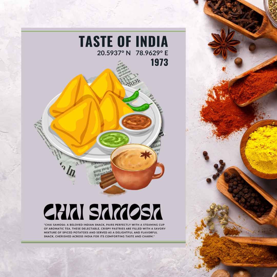 Chai Samosa | India Poster | Desi Art | Kitchen Décor | Food Art | Mid ...
