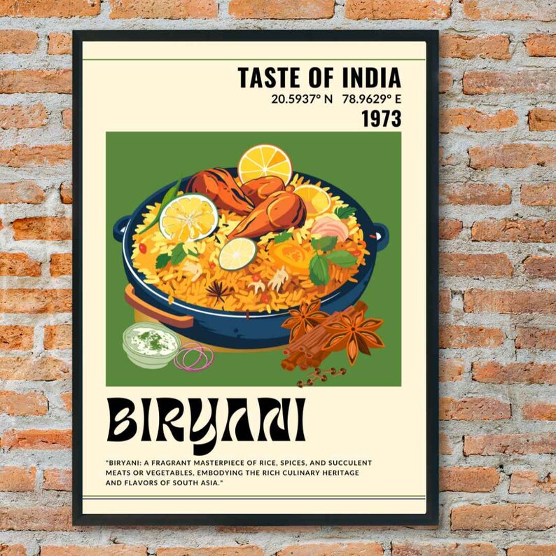 Biryani Print | India Poster | Desi Art | Kitchen Décor | Food Art ...