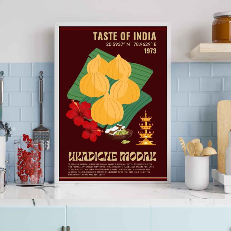 Ukadiche Modak | India Poster | Desi Art | Kitchen Décor | Food Art ...