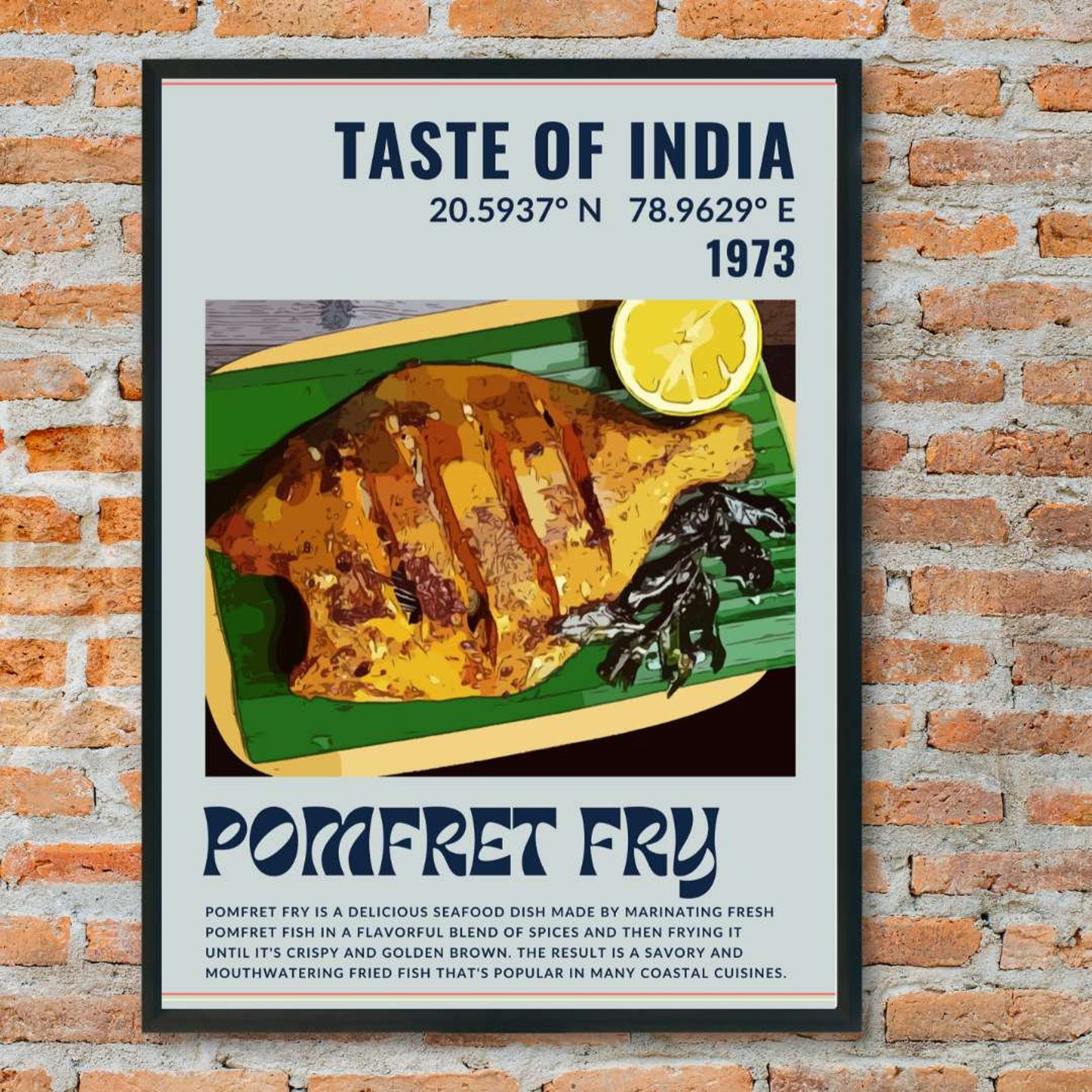 Pomfret Fry | India Poster | Desi Art | Kitchen Décor| Food Art | Eat ...