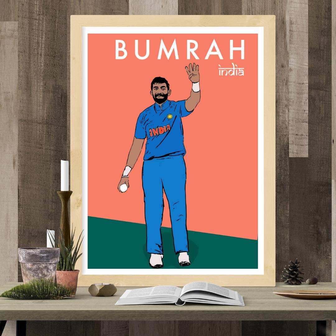 Jasprit Bumrah Poster, Cricket Superstar Art, Digital Art, Art, Cricket ...