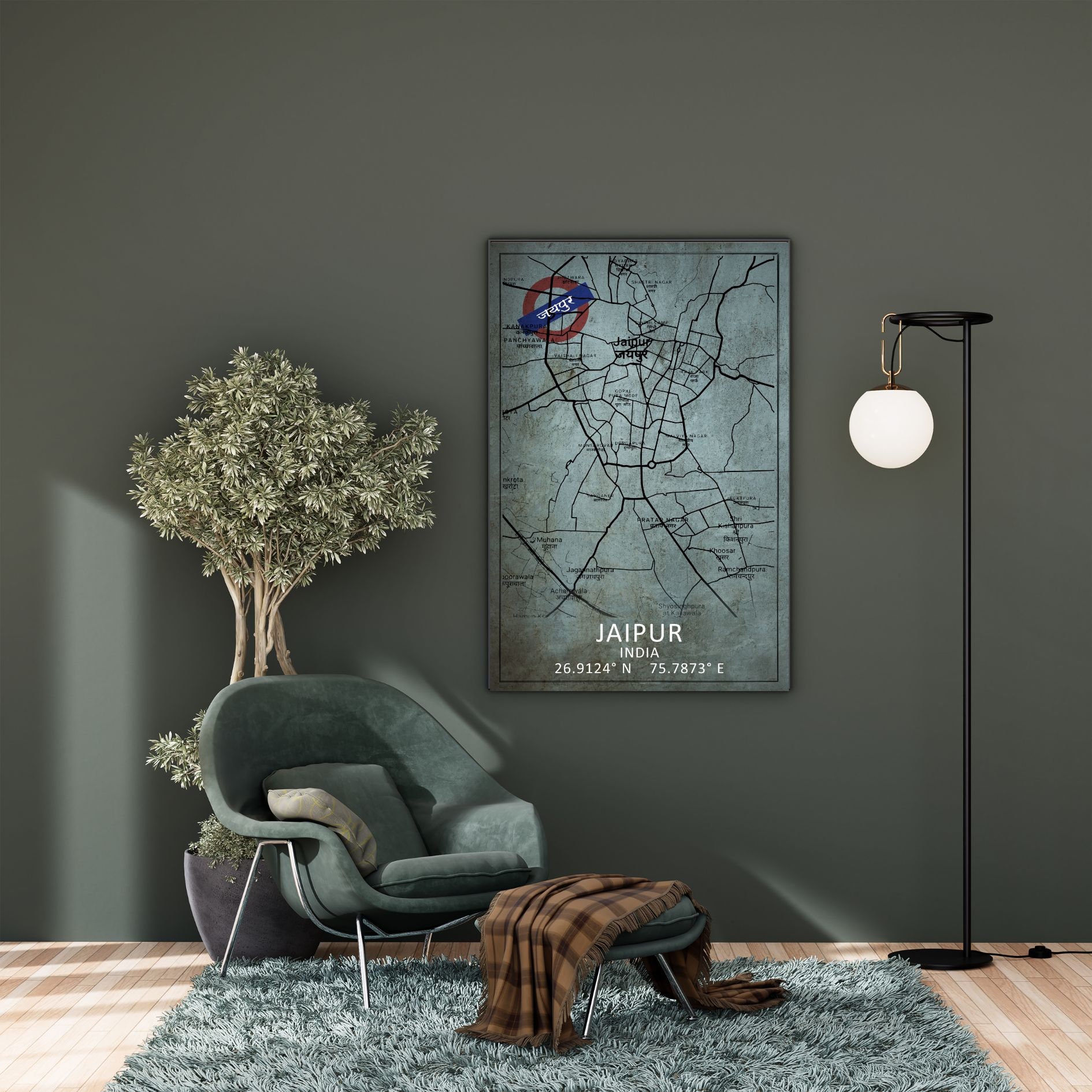 Jaipur Map Print | Jaipur Map | India Map Art | Jaipur City Road Map ...