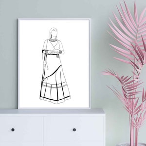 Indian Woman Line Art I Line Wall Print I Wall Print Indian Minimalist ...