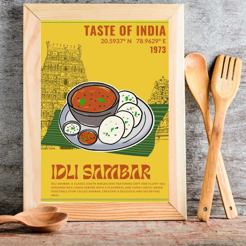 Idli Sambar | India Poster | Desi Art | Kitchen Décor | Food Art ...