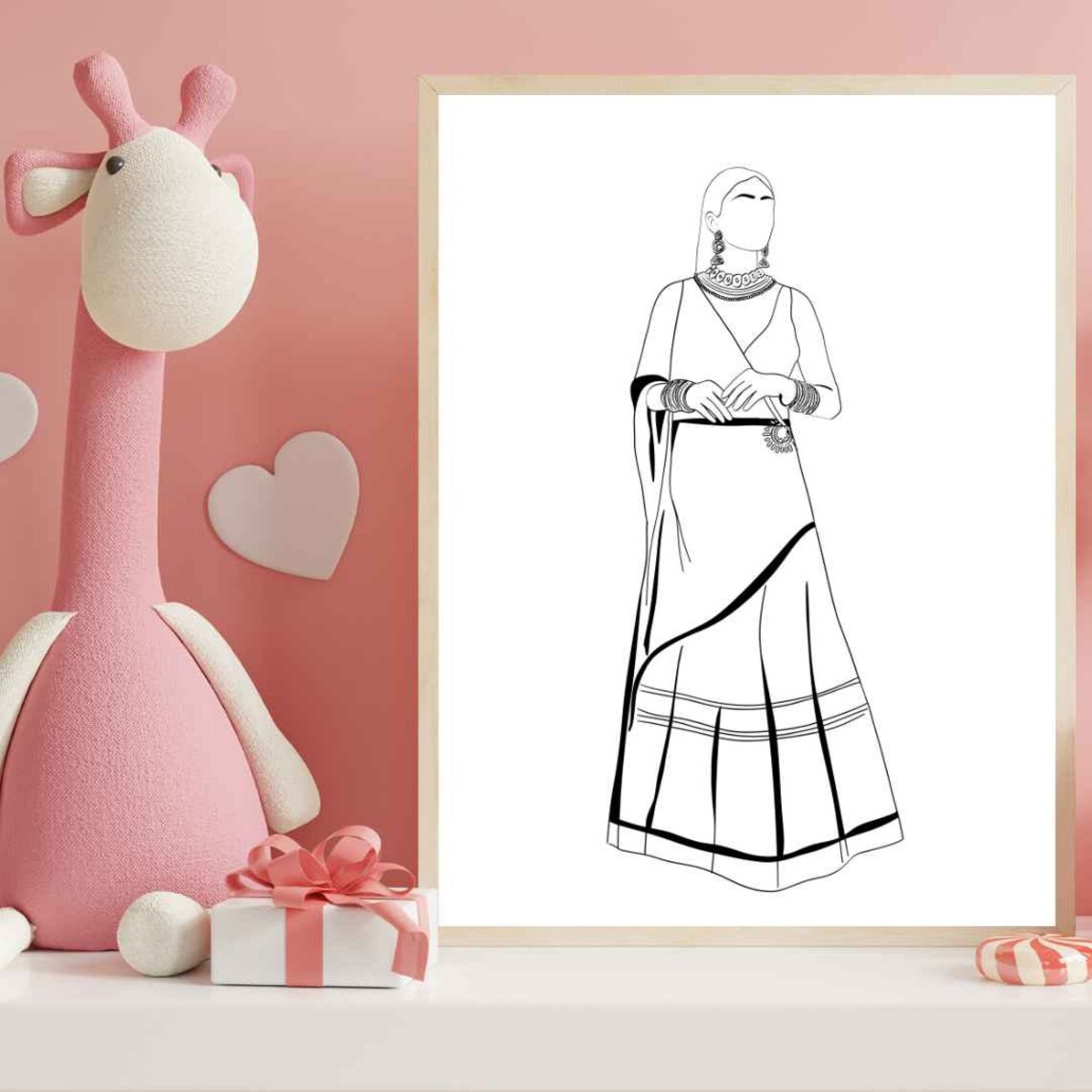 Indian Woman Line Art I Line Wall Print I Wall Print Indian Minimalist ...