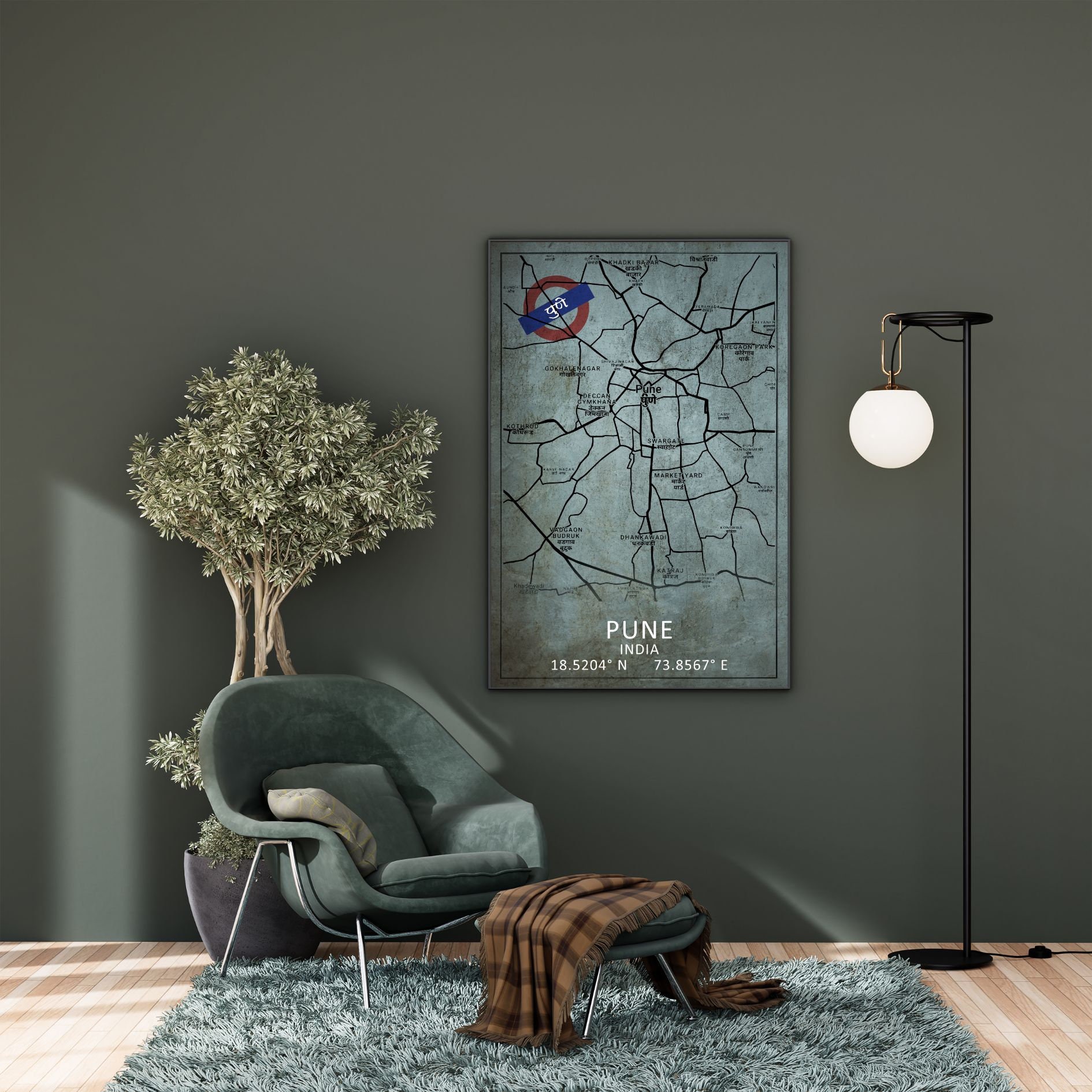 Pune Map Print | Pune Map | India Map Art | Pune City Road Map Poster ...