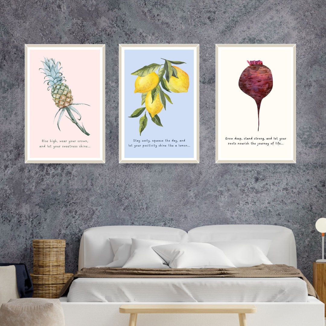 Fruit Vegetable Art, Kitchen Decor, Healthy Eating, Inspirational Quote ...