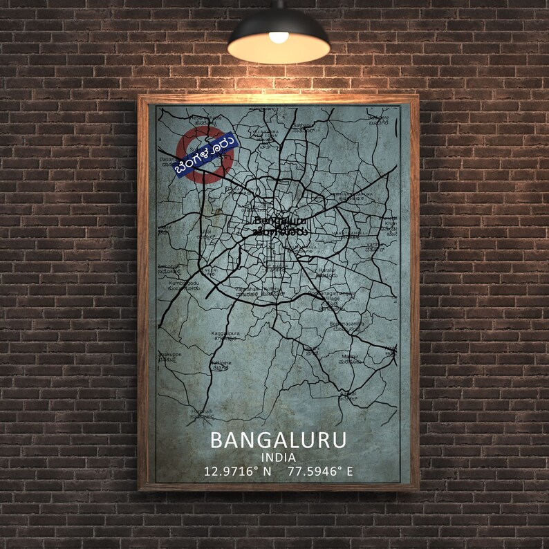 Bengaluru Map Print | Bengaluru Map | India Map Art | Bengaluru City ...
