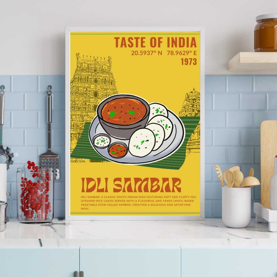 Idli Sambar | India Poster | Desi Art | Kitchen Décor | Food Art ...
