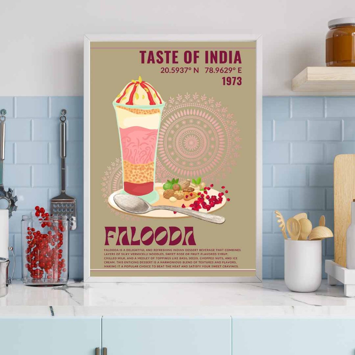 Falooda Art | India Poster | Desi Art | Kitchen Décor | Food Art | Mid ...