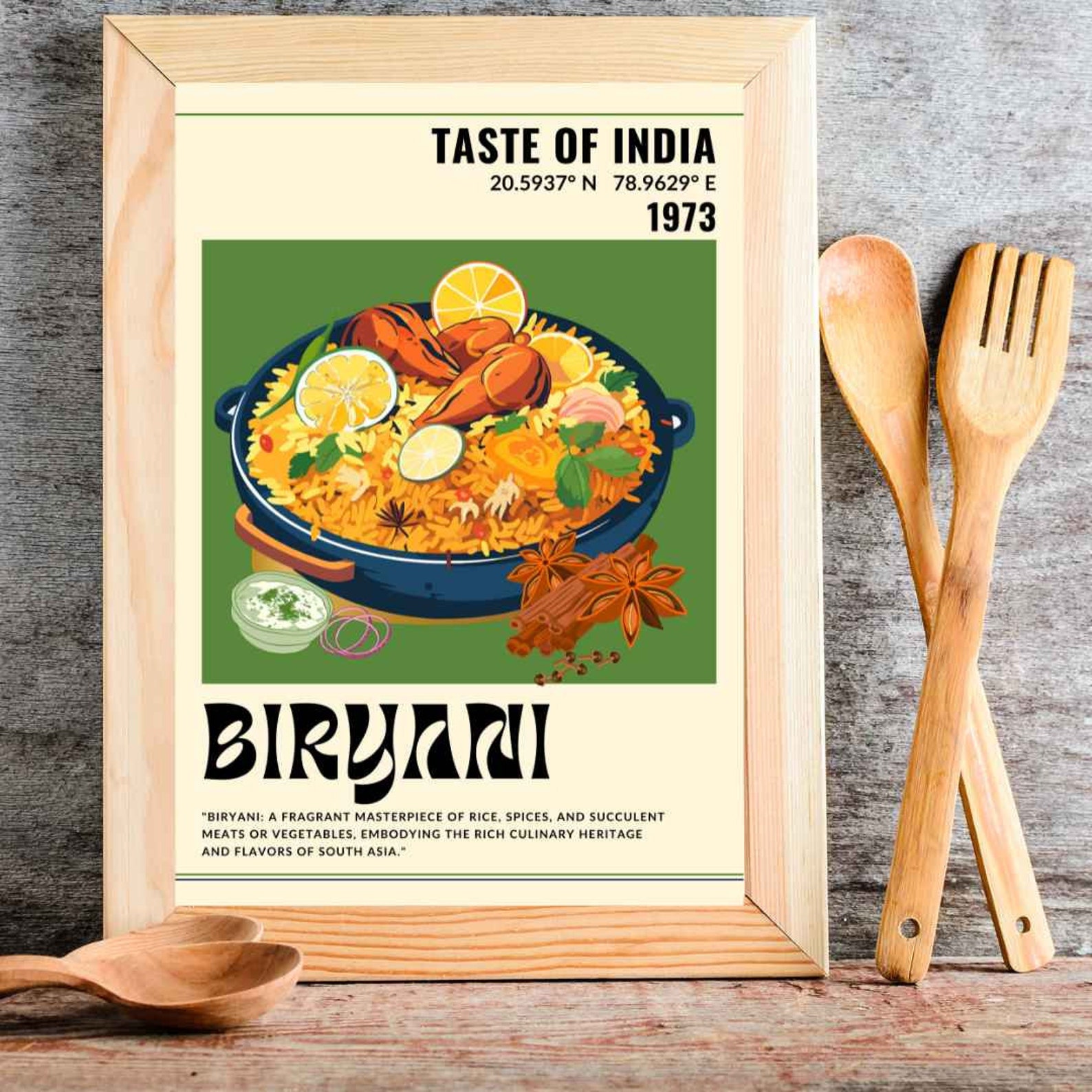 Biryani Print India Poster Desi Art Kitchen Décor Food Art Mid Century ...