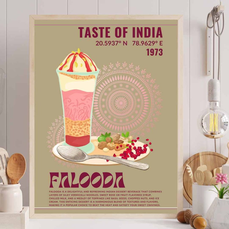 Falooda Art | India Poster | Desi Art | Kitchen Décor | Food Art | Mid ...