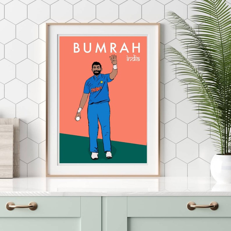 Jasprit Bumrah Poster, Cricket Superstar Art, Digital Art, Art, Cricket ...