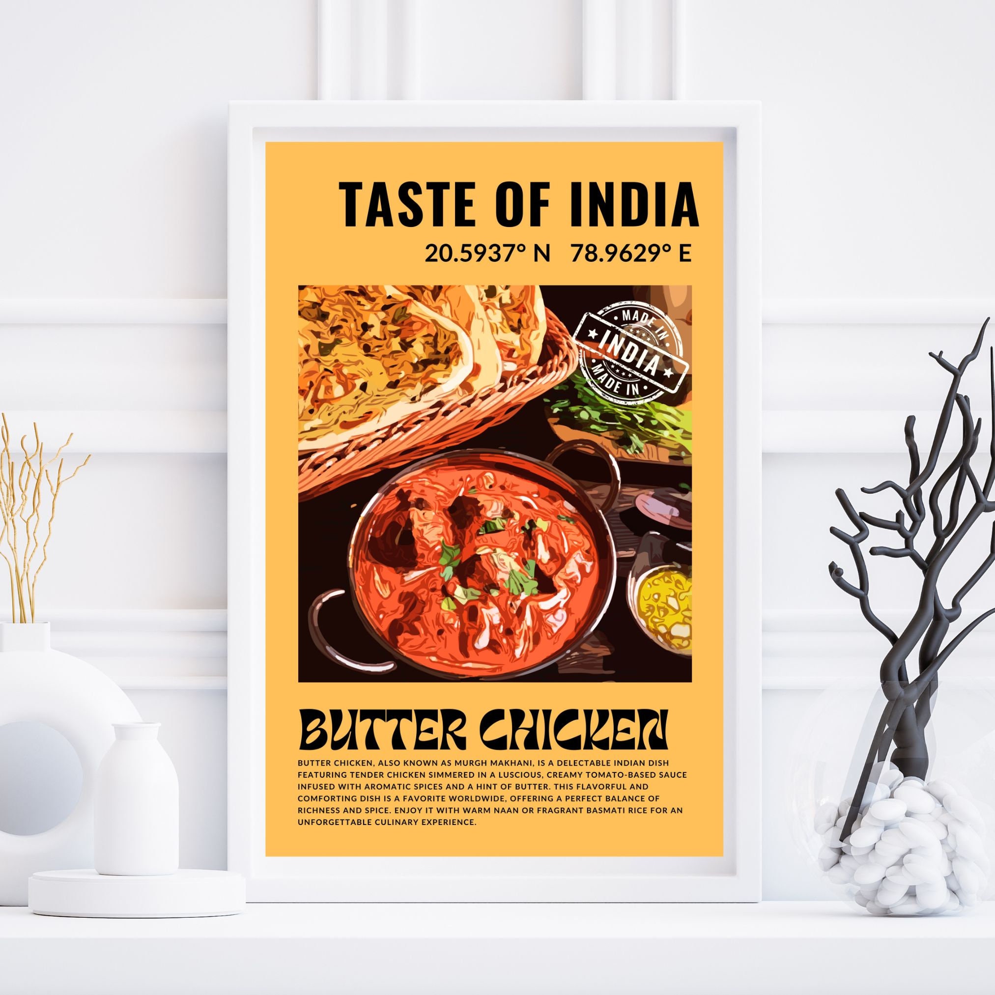 Butter Chicken Print | India Poster | Desi Art | Kitchen Décor | Food ...