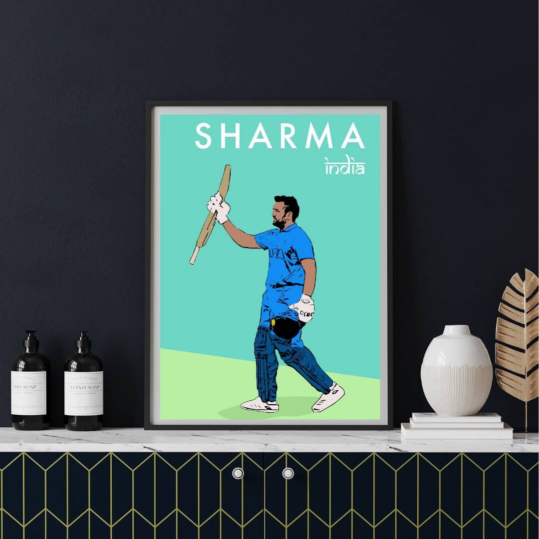 Rohit Sharma Poster, Cricket Legend Artwork, Mumbai Indians, Sports ...