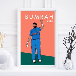 Jasprit Bumrah Poster, Cricket Superstar Art, Digital Art, Art, Cricket ...
