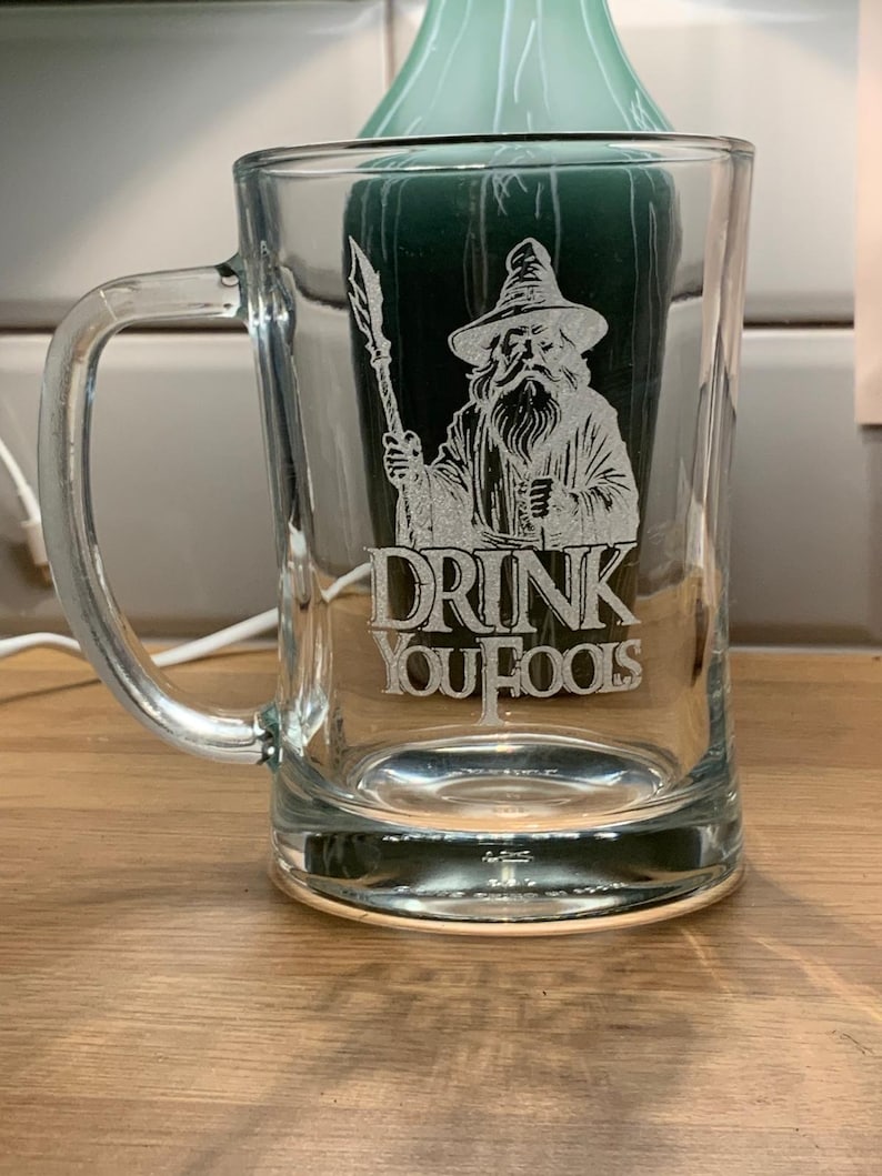 LOTR Tankard - Drink Fools - GLASS- Beer Mug- Gifts for Dad- Gifts for ...