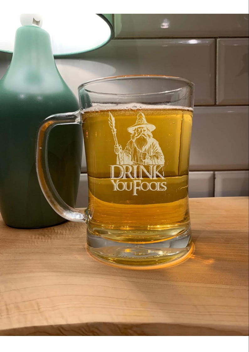 LOTR Tankard - Drink Fools - GLASS- Beer Mug- Gifts for Dad- Gifts for ...
