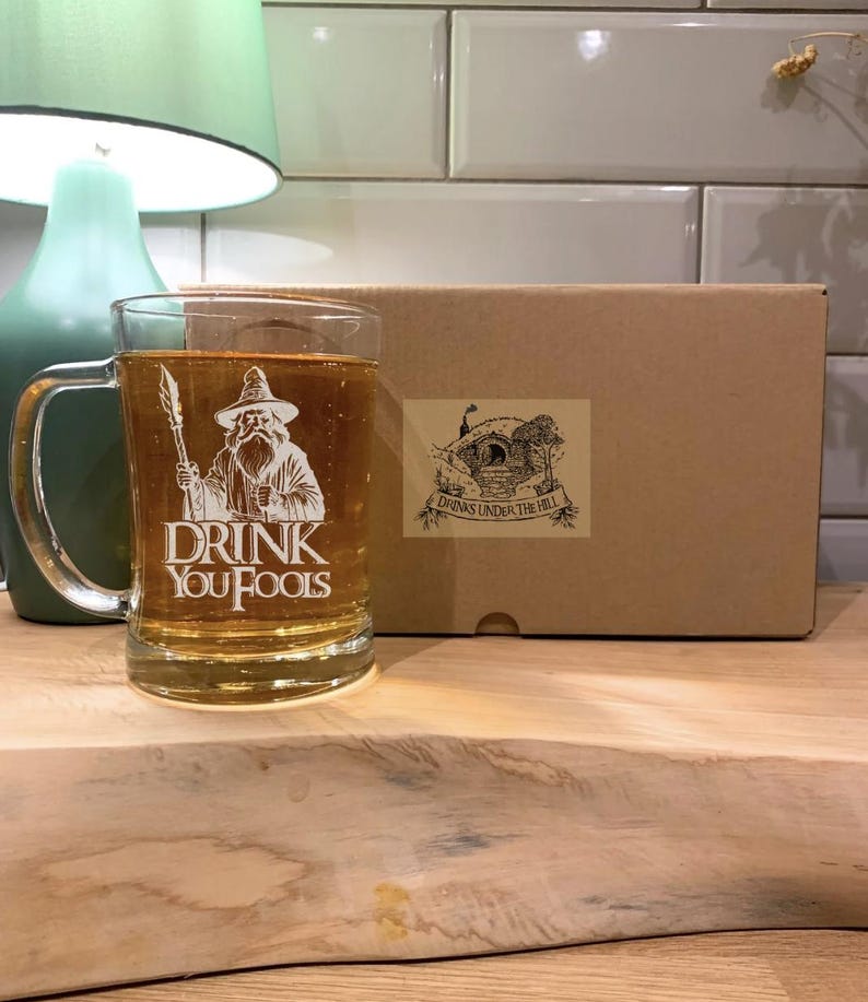 LOTR Tankard - Drink Fools - GLASS- Beer Mug- Gifts for Dad- Gifts for ...