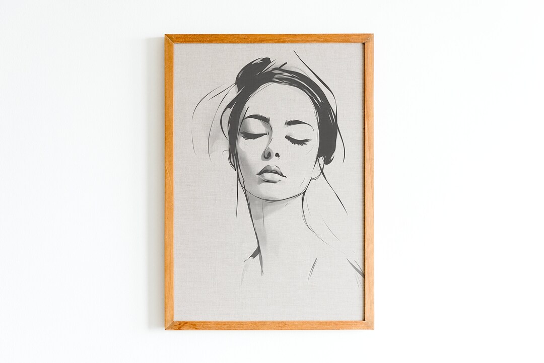 Set of 3 Woman Portraits, Line Art Print, Female Line Drawing Wall Art ...