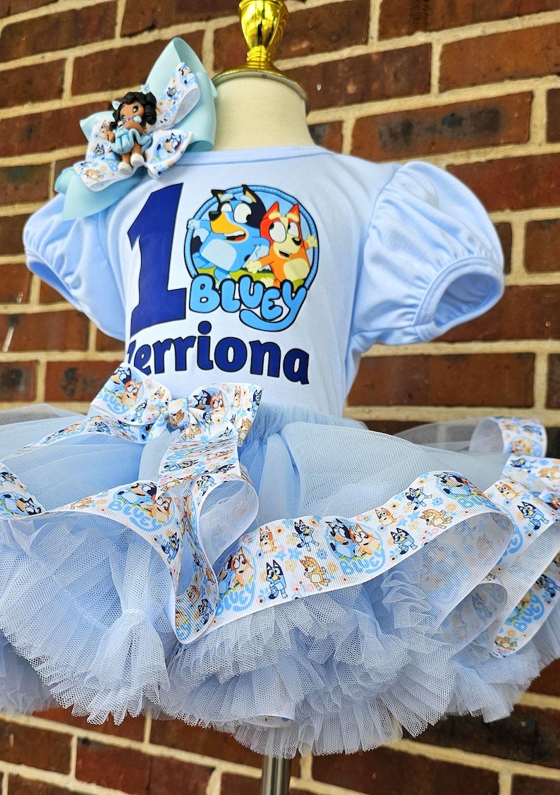 Bluey Birthday Outfit for Girl, Personalized Bluey Tutu Dress, Toddler ...