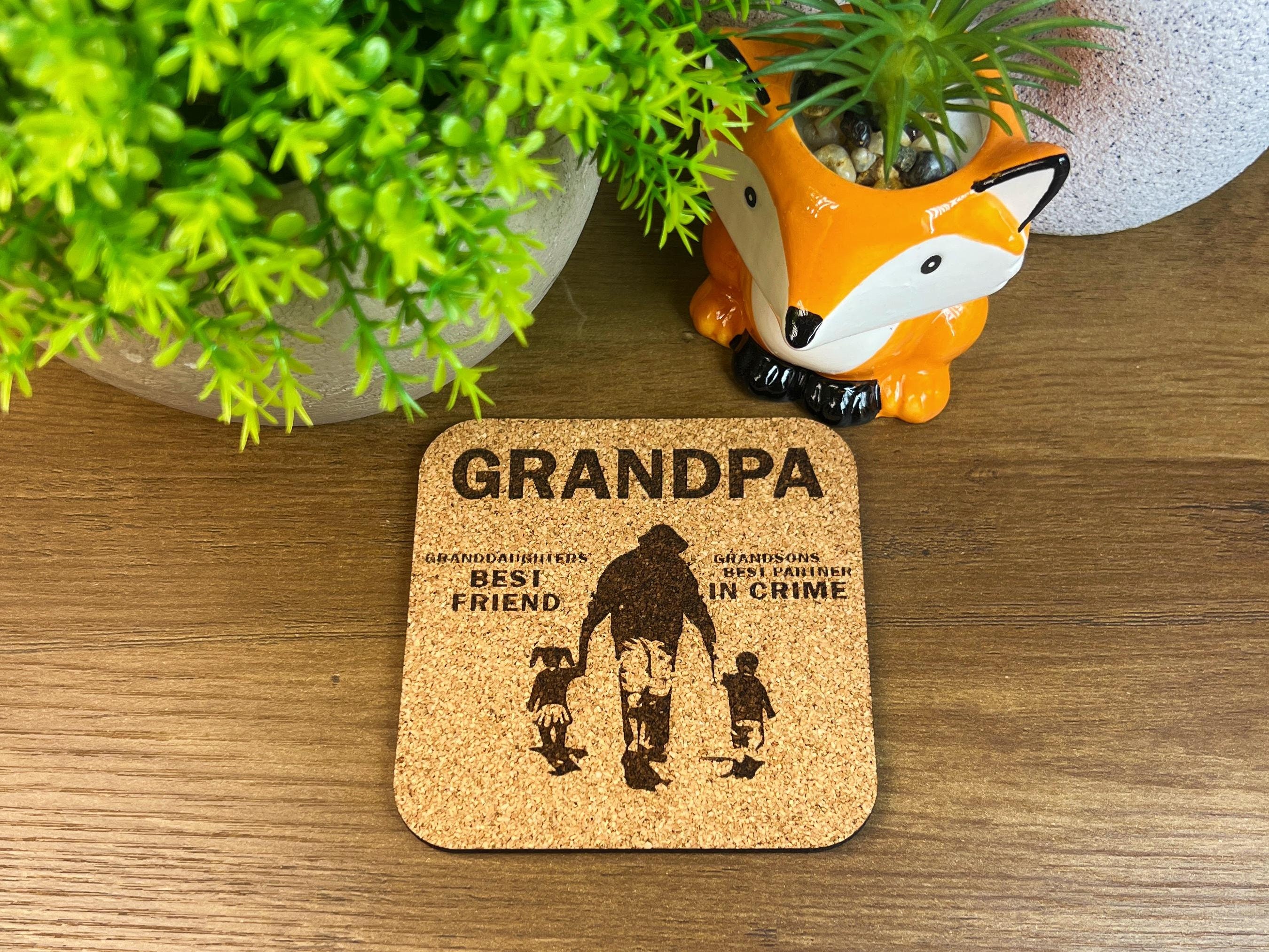 Personalized Dad Cork Coasters Set of 6 Custom Grandfather Gift, Eco ...