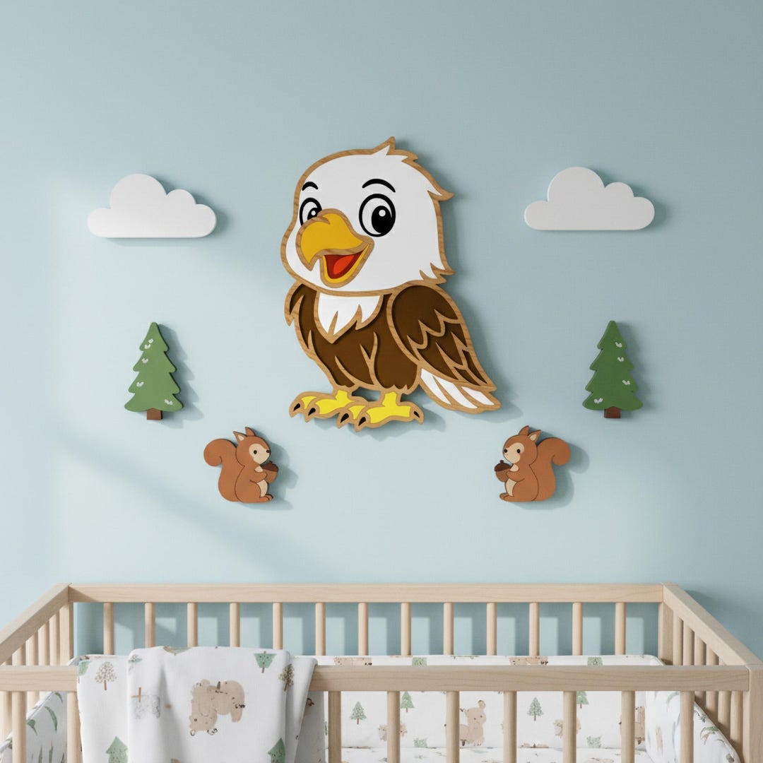 Eagle Night Light for Kids | Woodland Nursery Wall Art & Baby Room ...