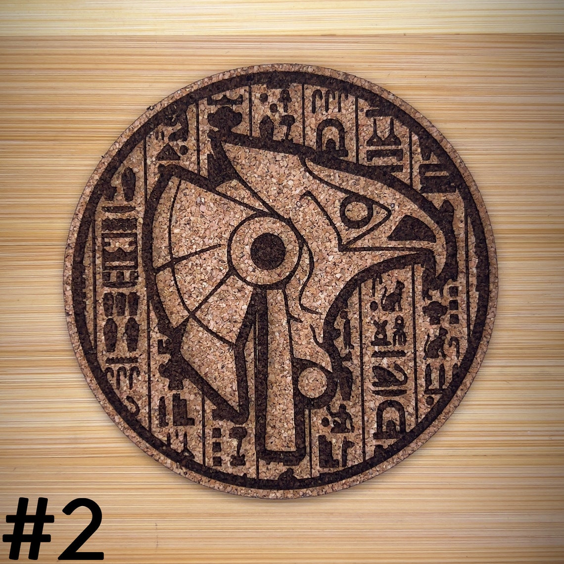 Ancient Egyptian Engraved Cork Coasters Set of 6 Unique Designs, 90mm ...